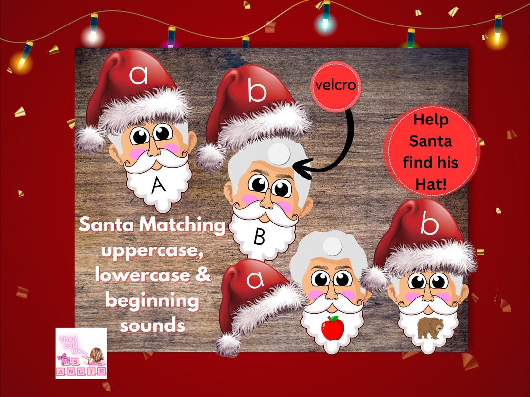Santa Hat Alphabet Match Game | Christmas Literacy Center (printable ...