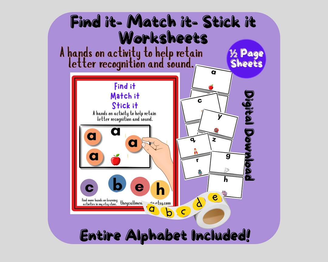 Alphabet Sticker Match Activity, Letter Recognition & Sounds A-Z Learn ...