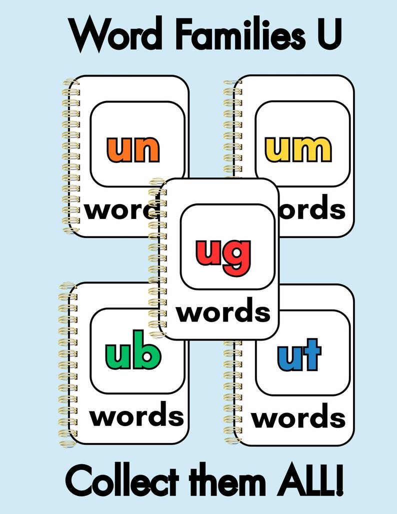 UN Word Family CVC Flashcards | Short U Phonics | Printable Literacy ...