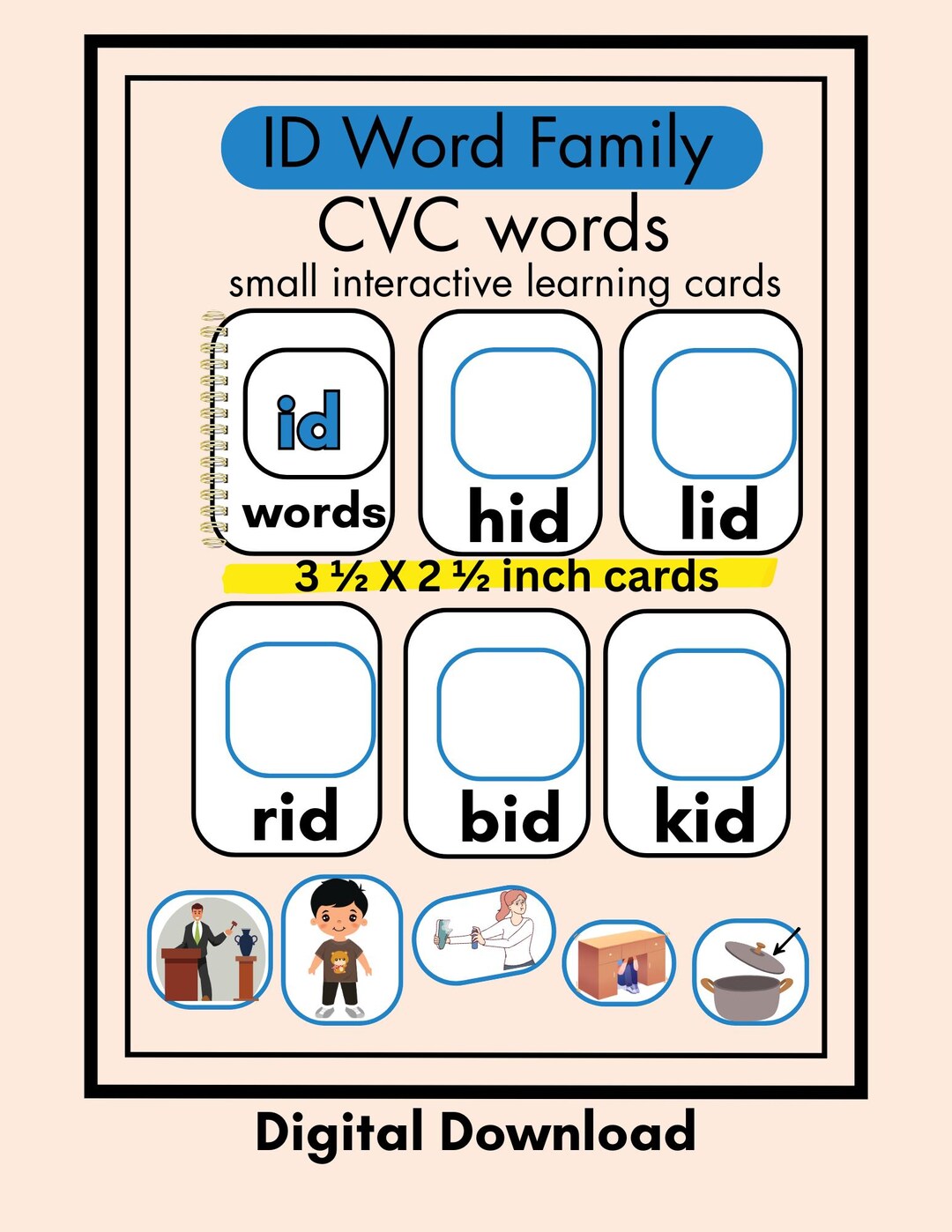 Short I Word Family Cards | CVC Phonics, Preschool Reading (digital ...