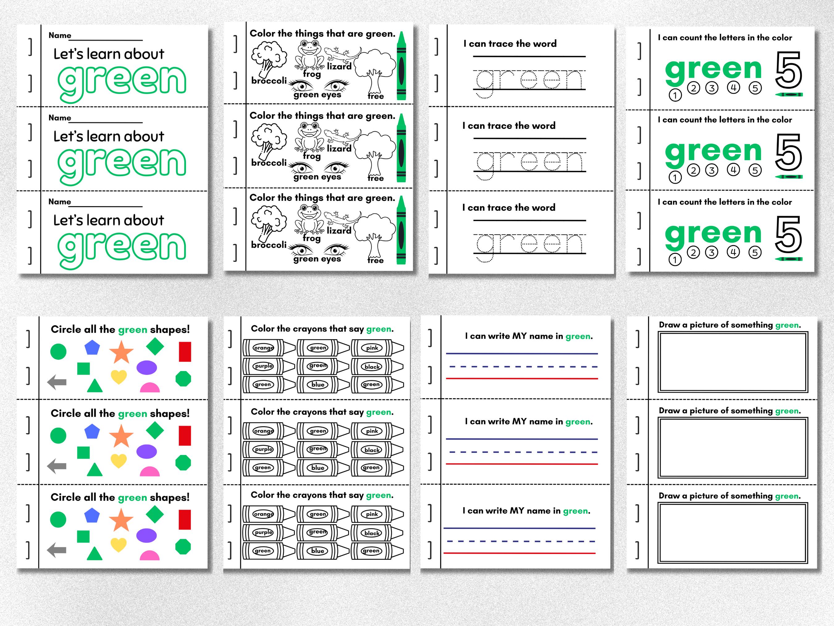 Green Color Mini Book | Preschool Learning Activities (printable ...