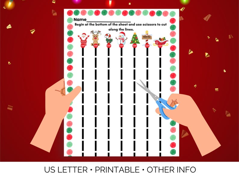 Christmas Cutting Practice Worksheets- Ten Page Scissor Skills Packet ...