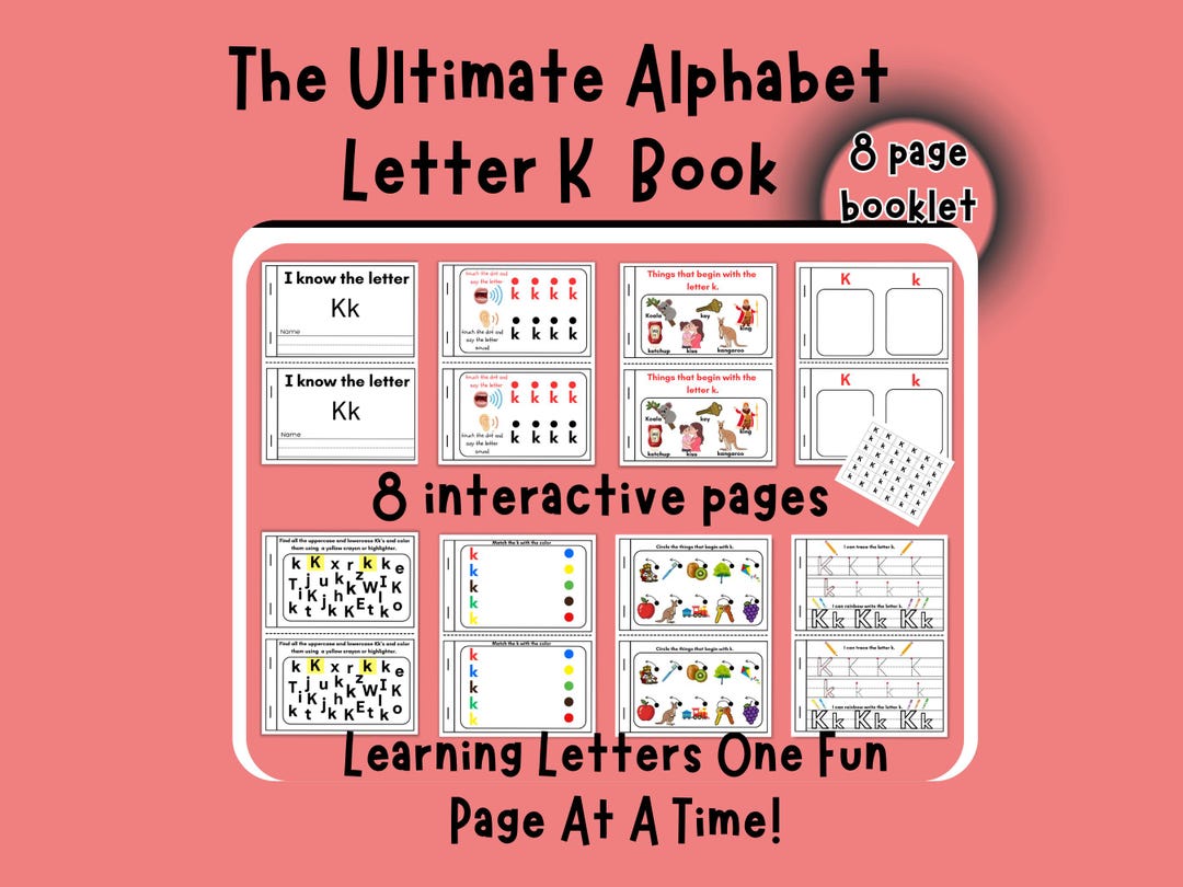 Letter K Worksheet | Alphabet Learning Packet (PDF) - Etsy