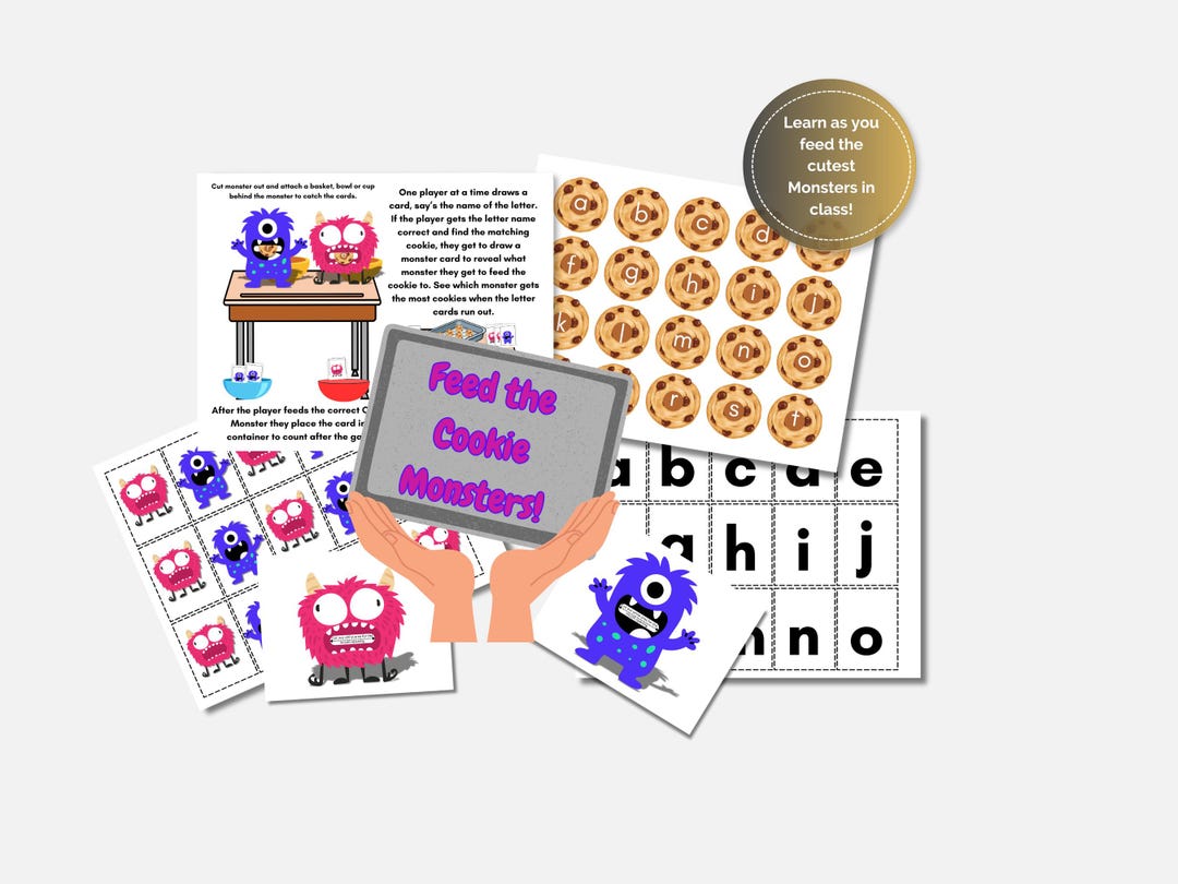 Alphabet Matching Game | Feed the Cookie Monsters | Preschool Letter ...