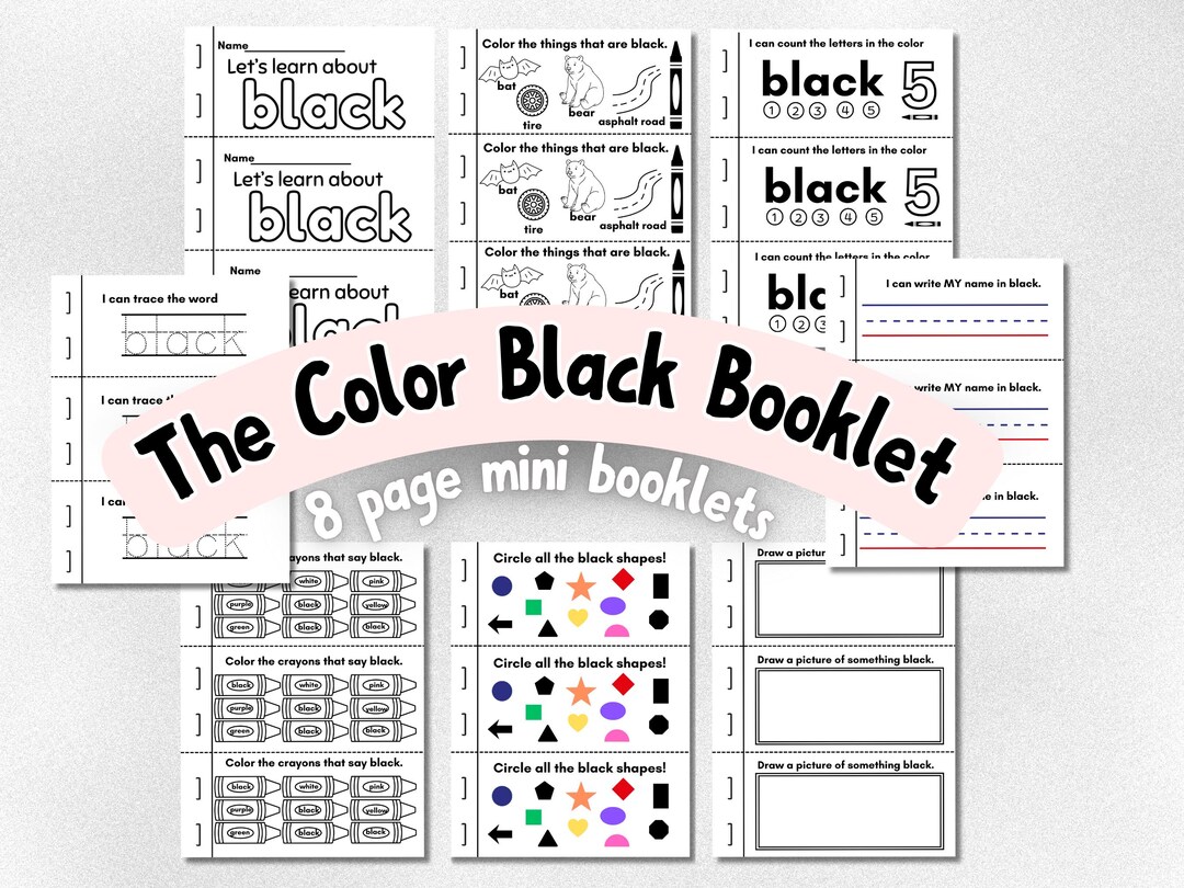 Black Color Mini Book | Preschool Learning Activities (printable ...