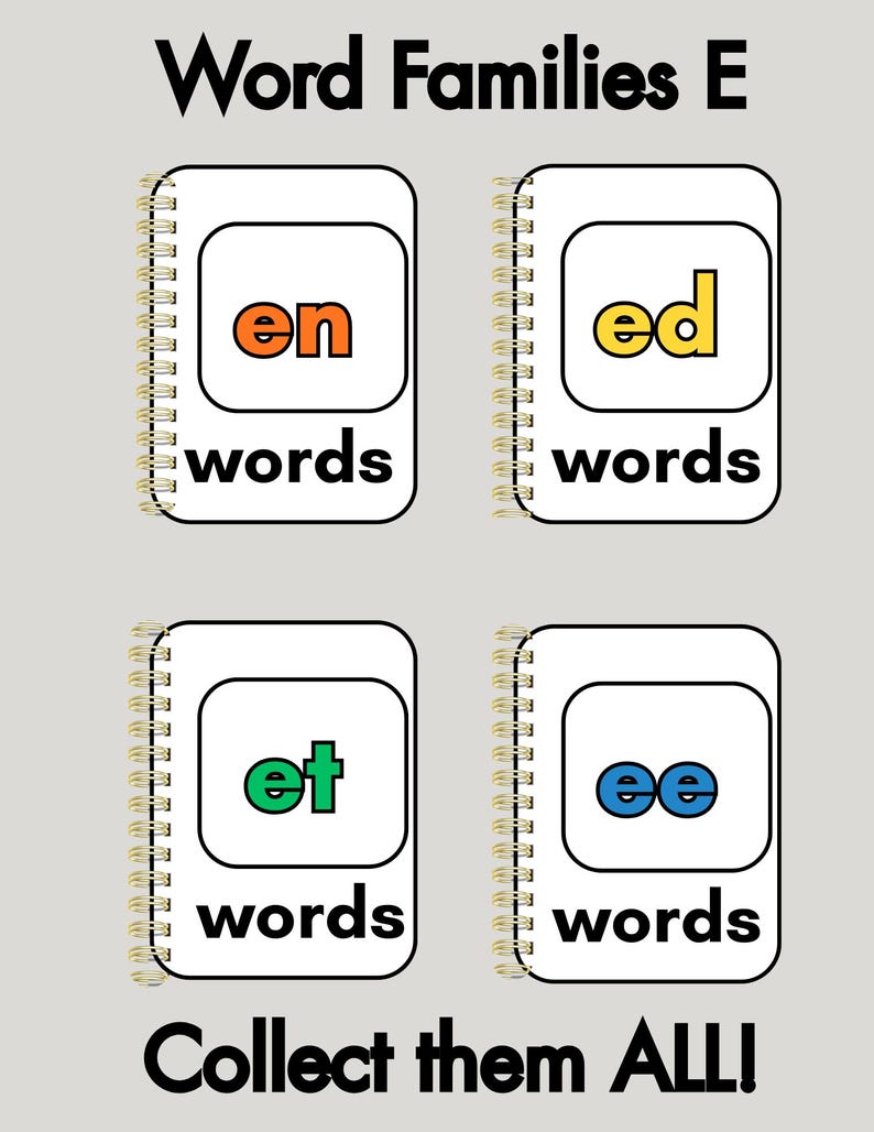 EN Word Family CVC Cards | Short E Phonics | Printable Reading Cards ...