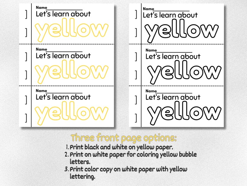 Yellow Color Mini Book | Preschool Learning Activities (printable ...