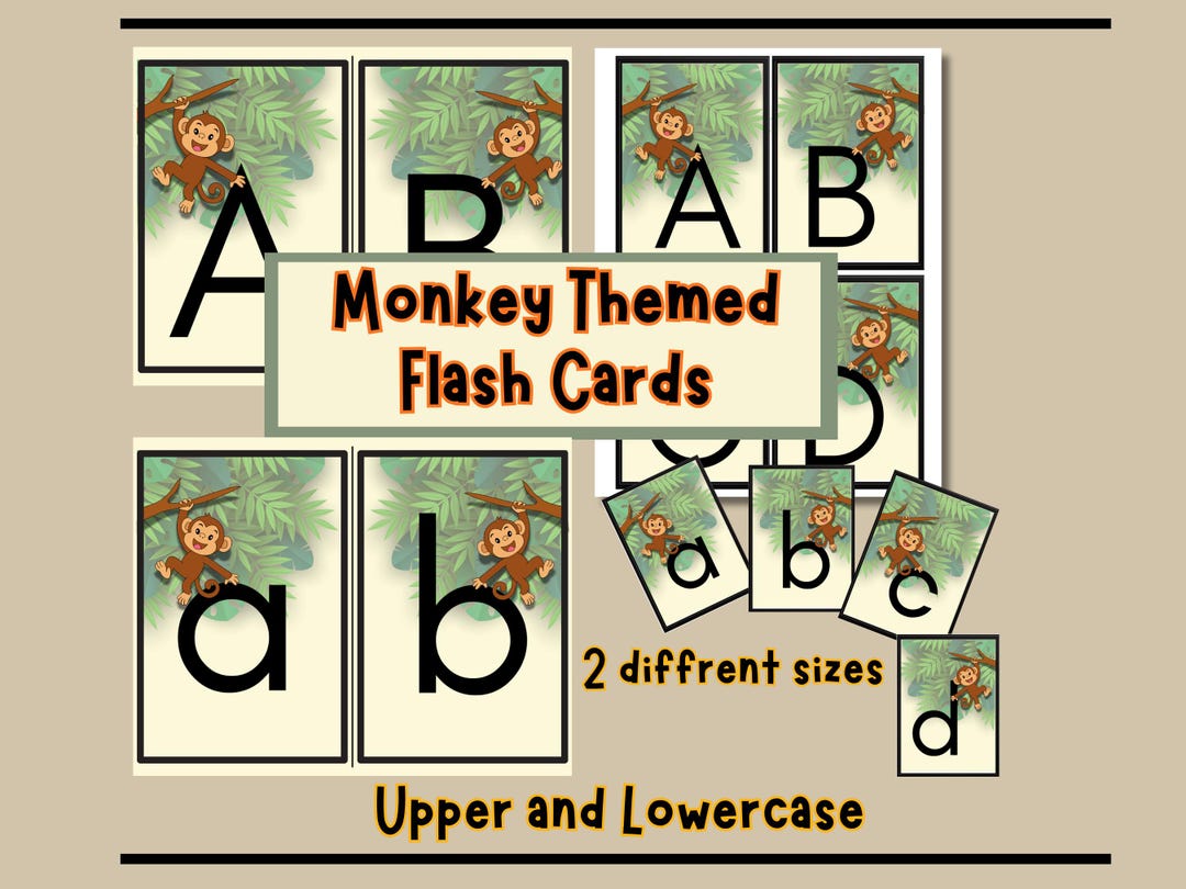 Monkey-themed Alphabet Flashcards | Upper & Lowercase ABC Cards ...