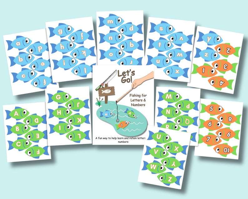 Alphabet & Number Fishing Game Printable | Preschool Letter Recognition ...