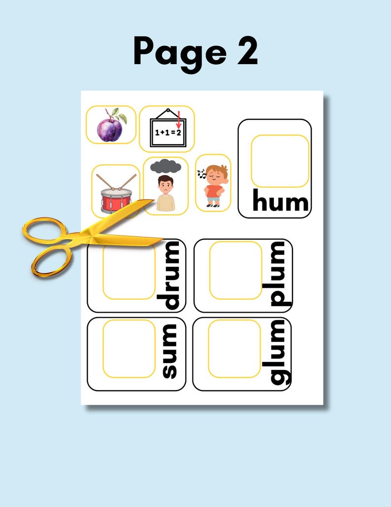 UM Word Family Flip & Match Cards | CVC Phonics (digital Download) - Etsy