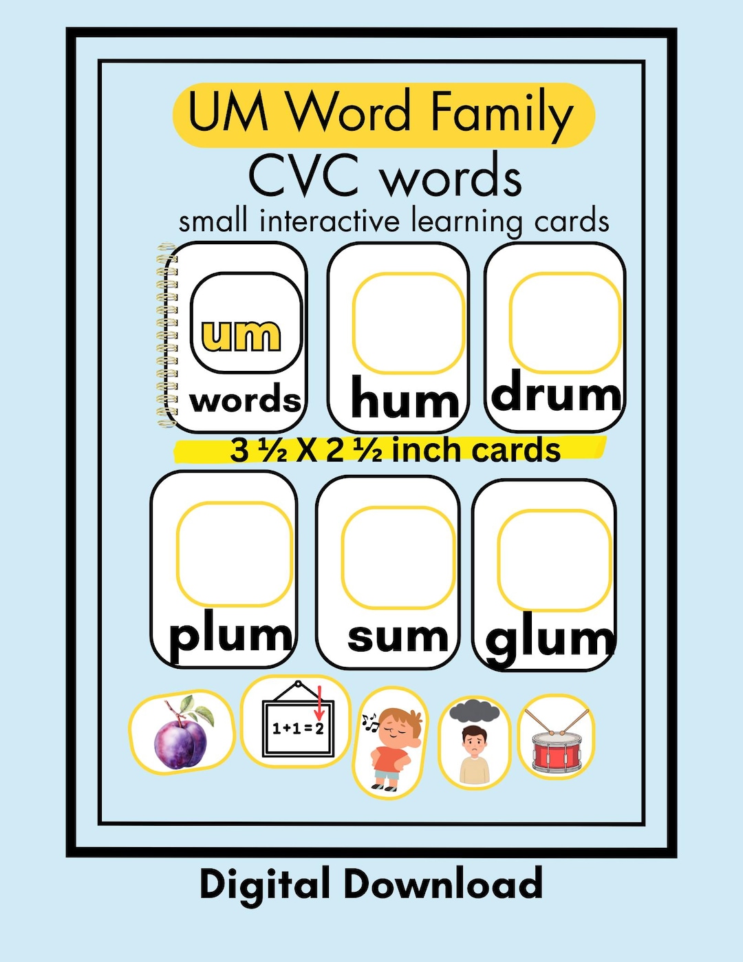 UM Word Family Flip & Match Cards | CVC Phonics (digital Download) - Etsy