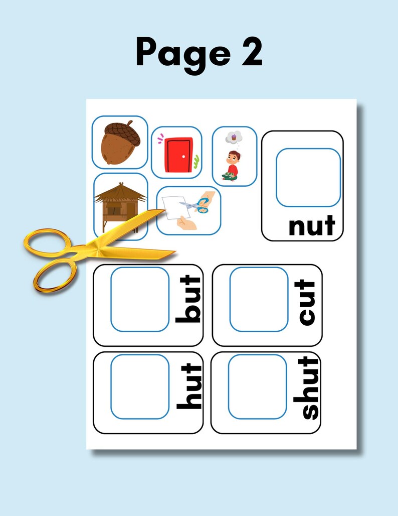 UT Word Family CVC Cards | Preschool Phonics Game (digital Download) - Etsy