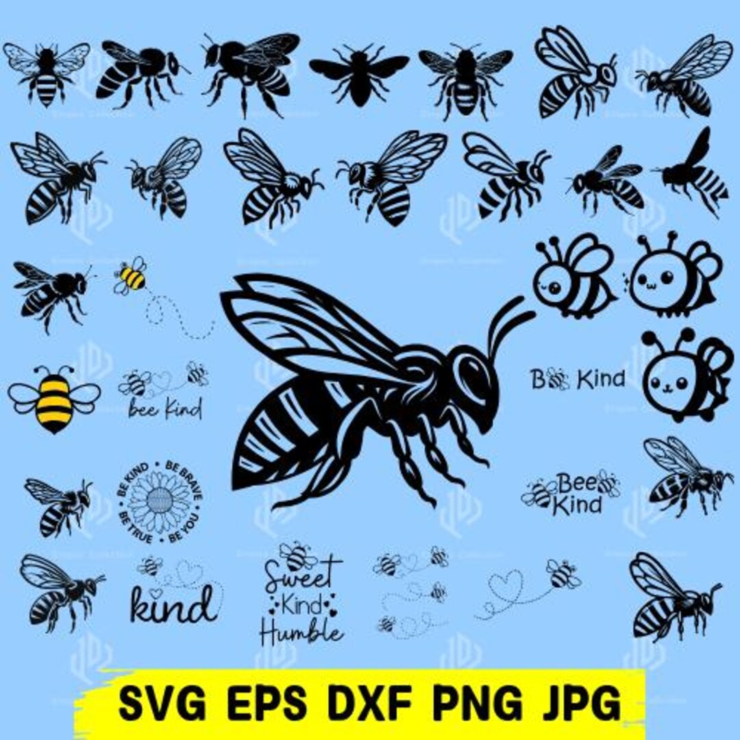 Bee SVG PNG Files for Cutting Machines, Digital Clipart, Bumble Bee ...
