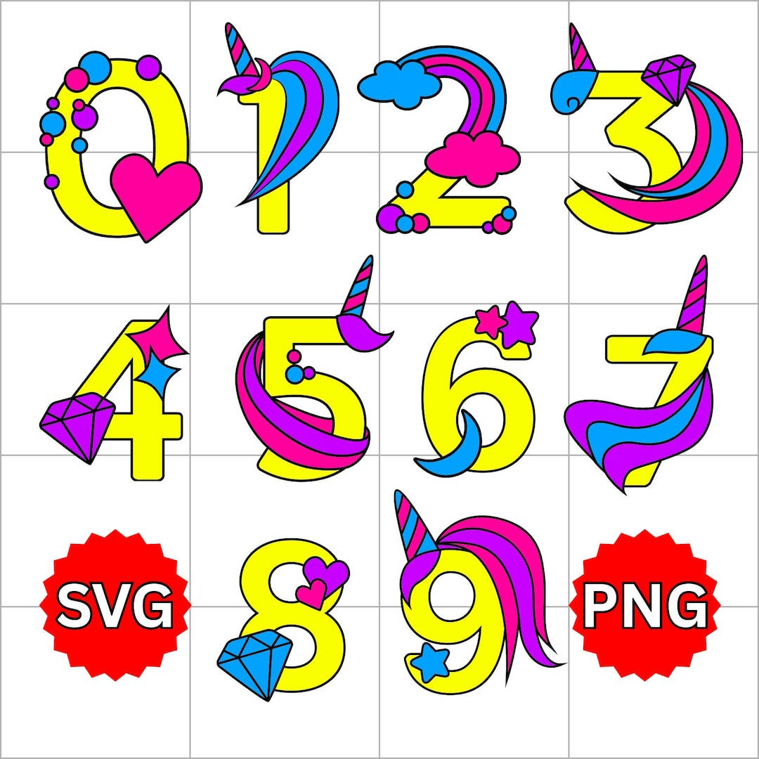 Unicorn SVG, Unicorn Birthday Number Alphabet Svg Png, Unicorn Face Svg ...