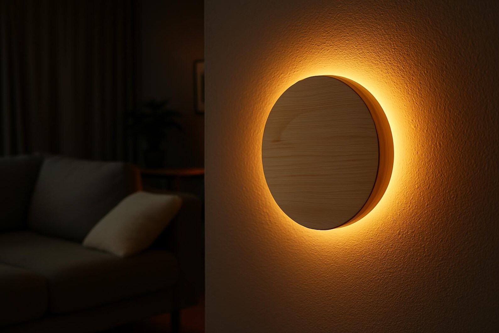 Handcrafted Wood Wall Sconce, Battery Operated Rustic Bedside Lamp (12 ...