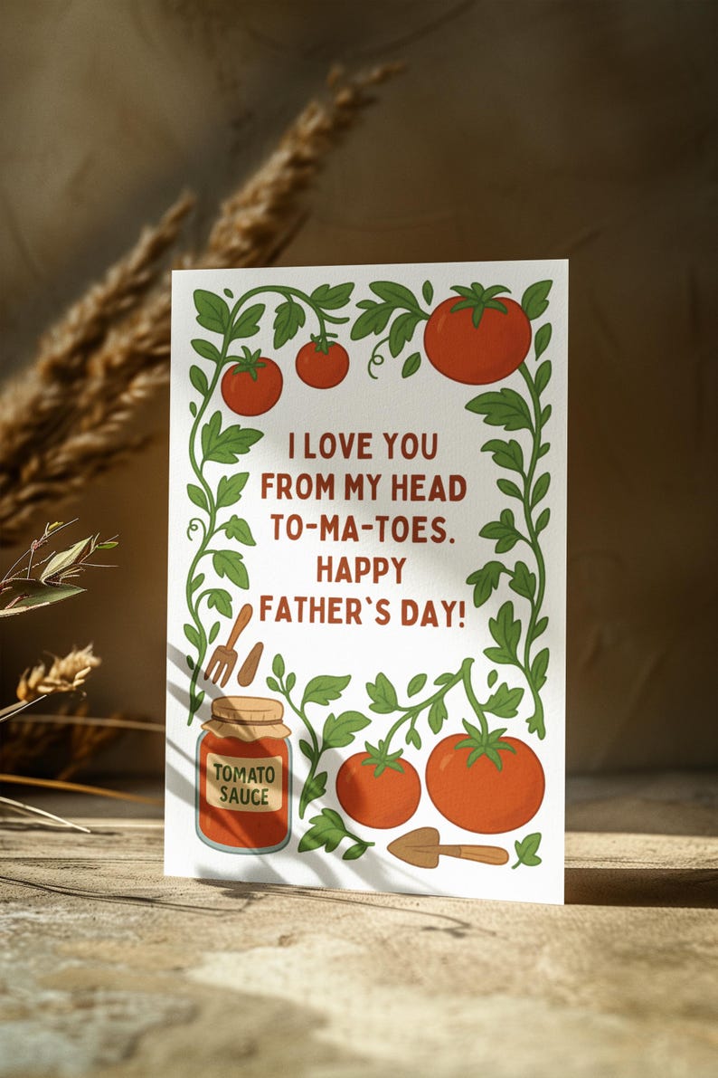 Playful Father's Day Card: Tomato-themed Dad Jokes for Garden ...