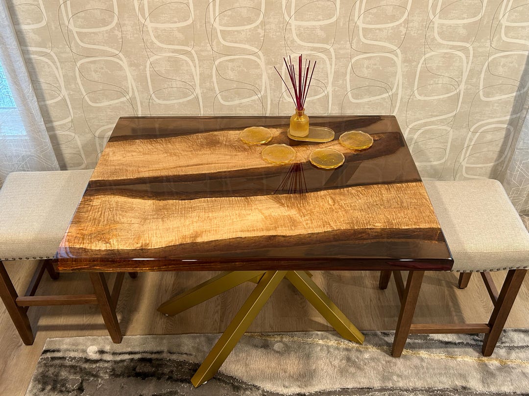 Live Edge Epoxy Table, Curly Maple Slab, Wood Table, Dining Table ...