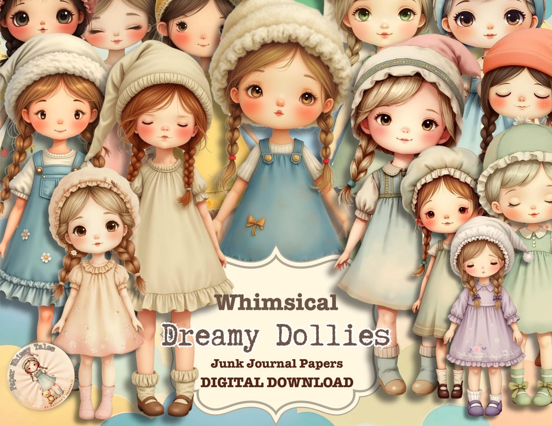 Dreamy Dollies Printable Craft Kit | Mini Tags, Tags, Bookmarks, Fussy ...