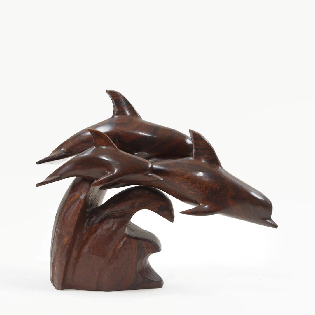 Vintage Ironwood Dolphins Wood Carving - Etsy