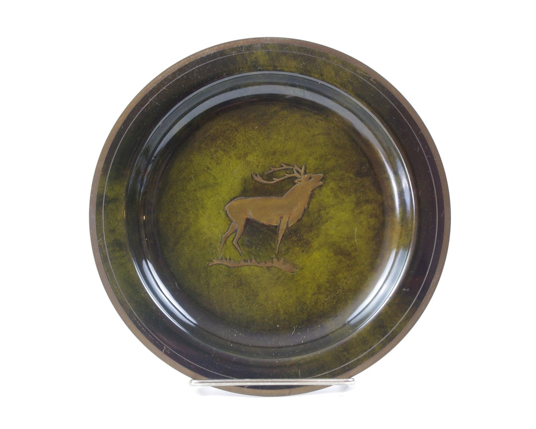 Vintage Bronze Plate With Stag, Made in Denmark - Etsy