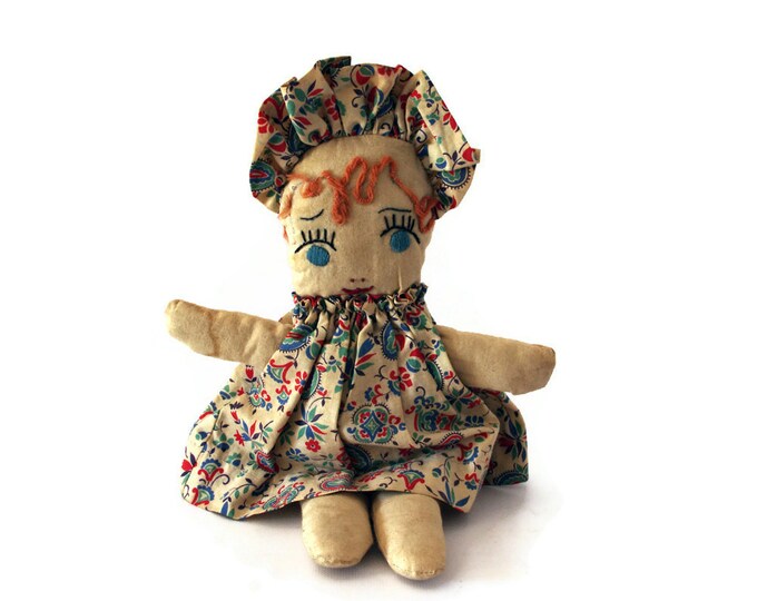 Vintage Rag Doll, Hand Sewn Cloth Doll - Etsy