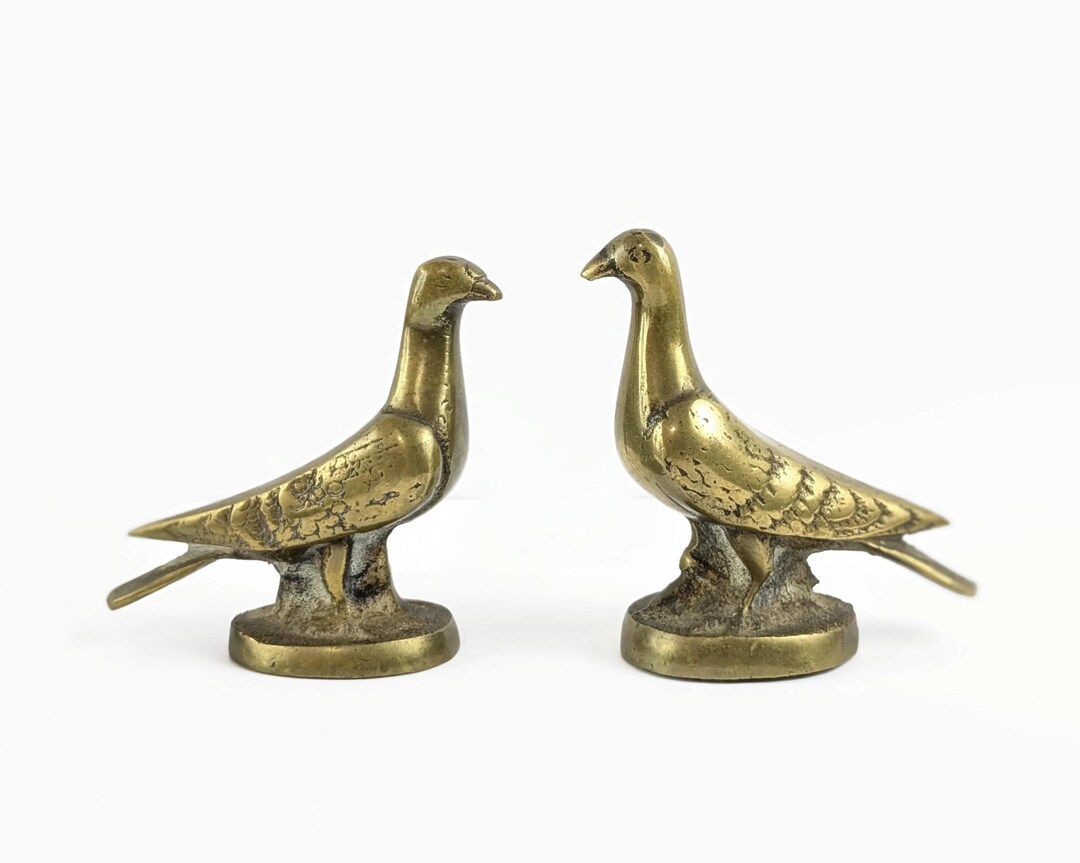 Vintage Brass Pigeon Figurines, Set of 2 - Etsy