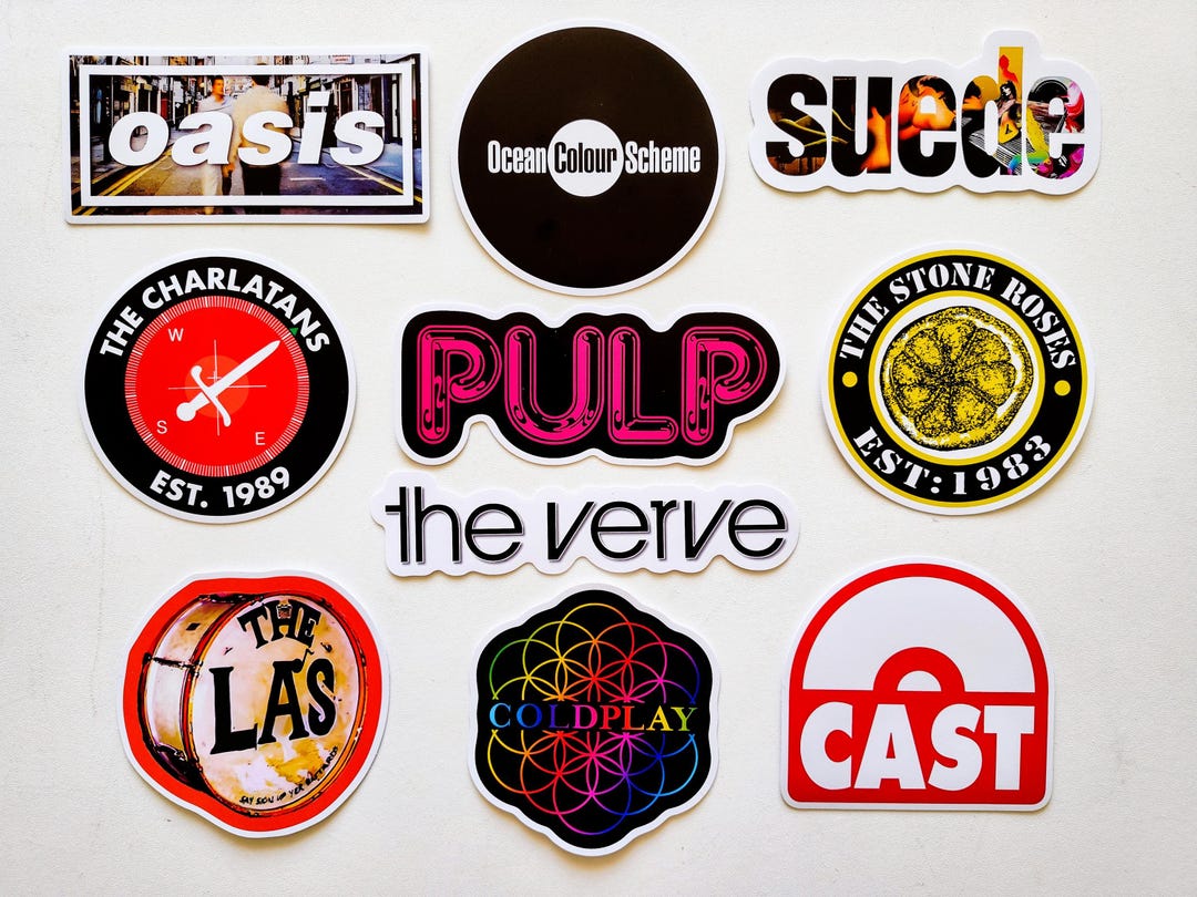 Britpop Sticker Pack (10 Stickers) SET 1 Vinyl Decals British Indie ...
