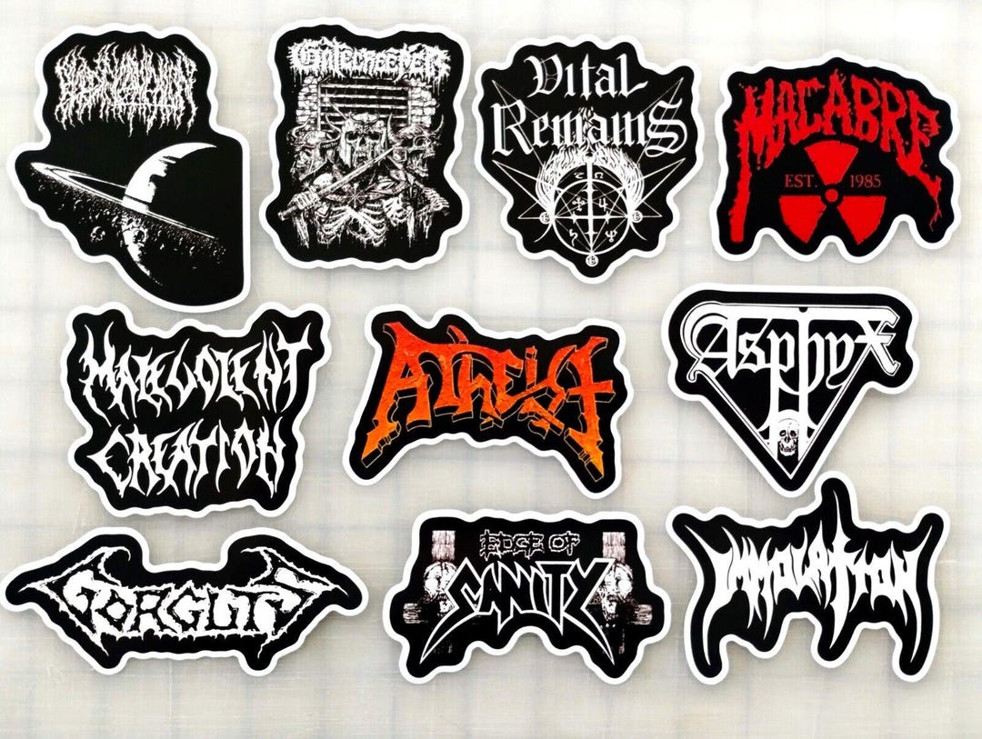 Death Metal Sticker Pack (10 Stickers) Set 8 Vinyl Decals Black Slam ...