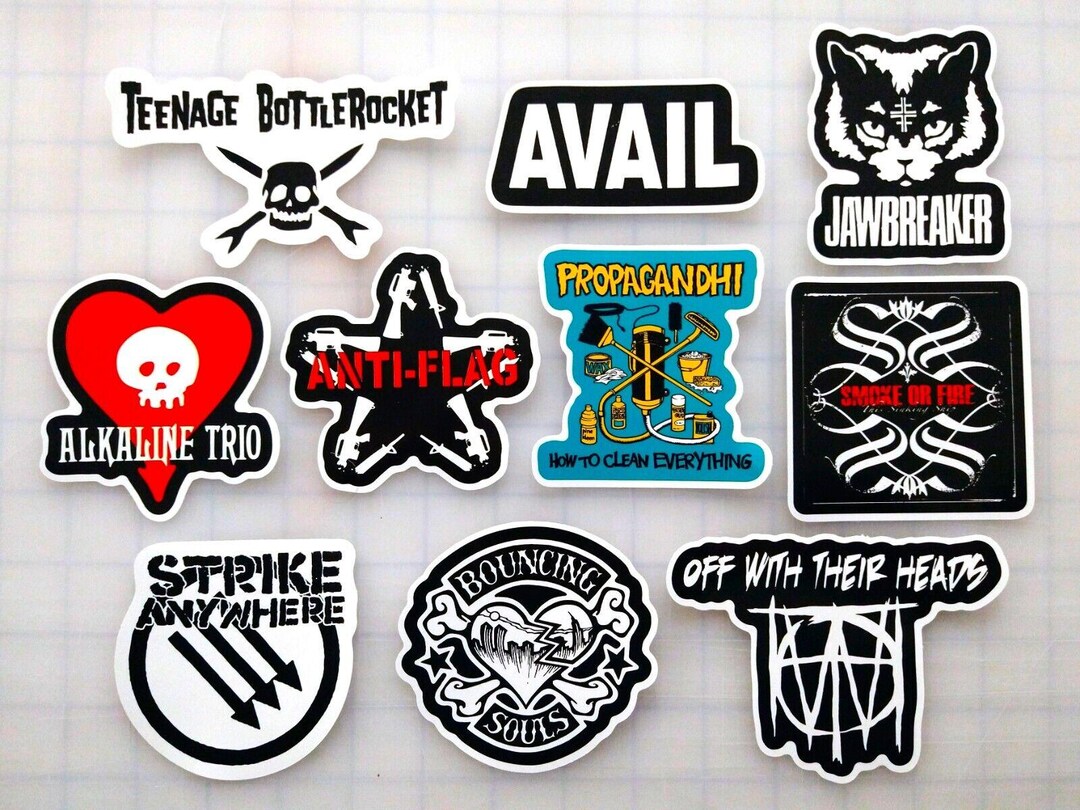 Pop Punk Sticker Pack (10 Stickers) Set 1 Vinyl Decals Skate Melodic ...