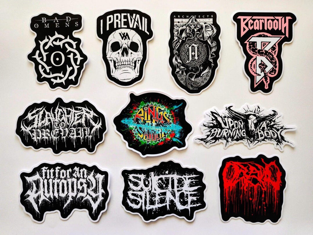 Metalcore / Deathcore / Death Metal Sticker Pack (10 Stickers) SET 3 ...