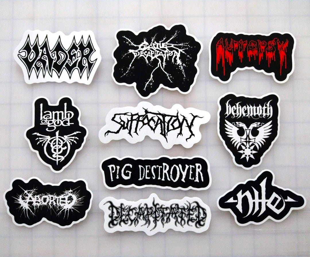 Death Metal Sticker Pack (10 Stickers) Set 2 Vinyl Decals Black Slam ...