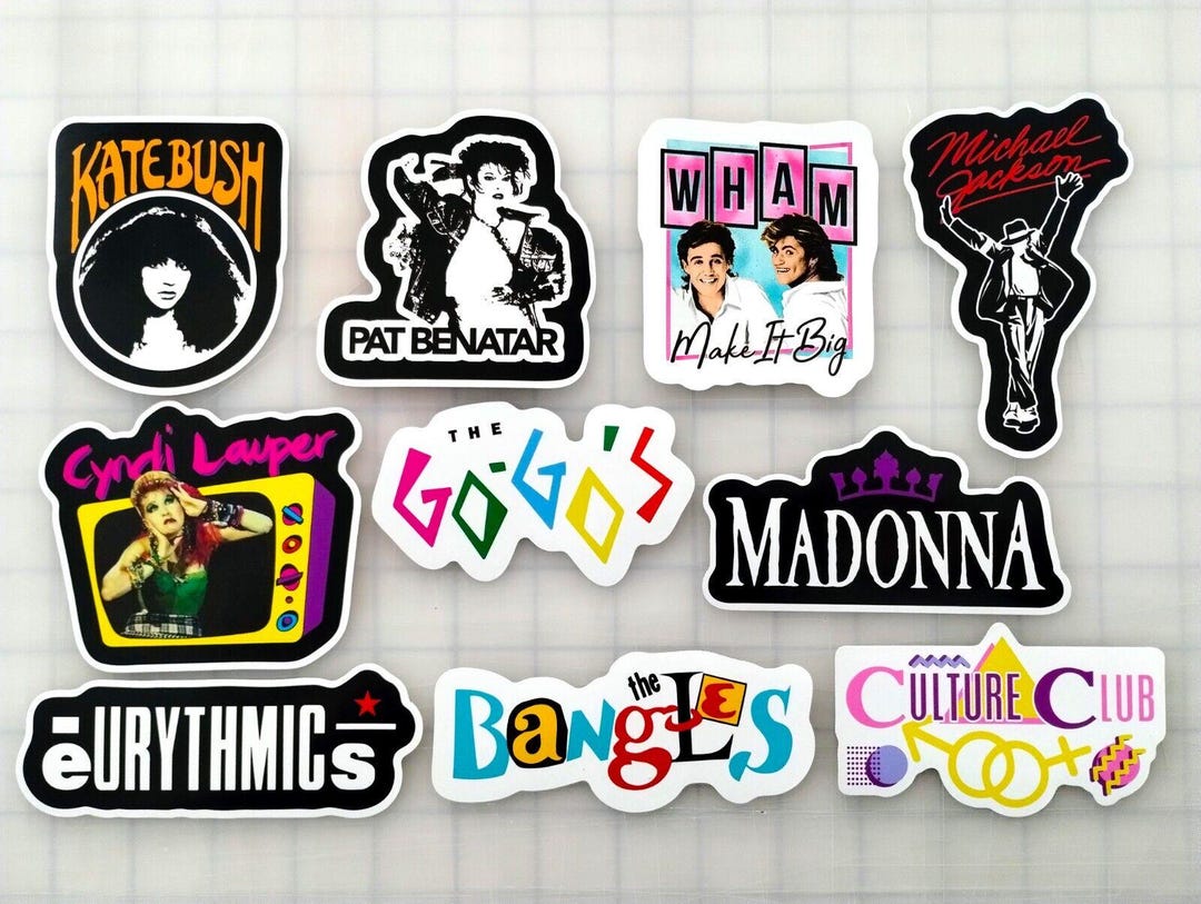 80's Pop Sticker Pack (10 Stickers) SET 1 Vinyl Decals Music Band New ...