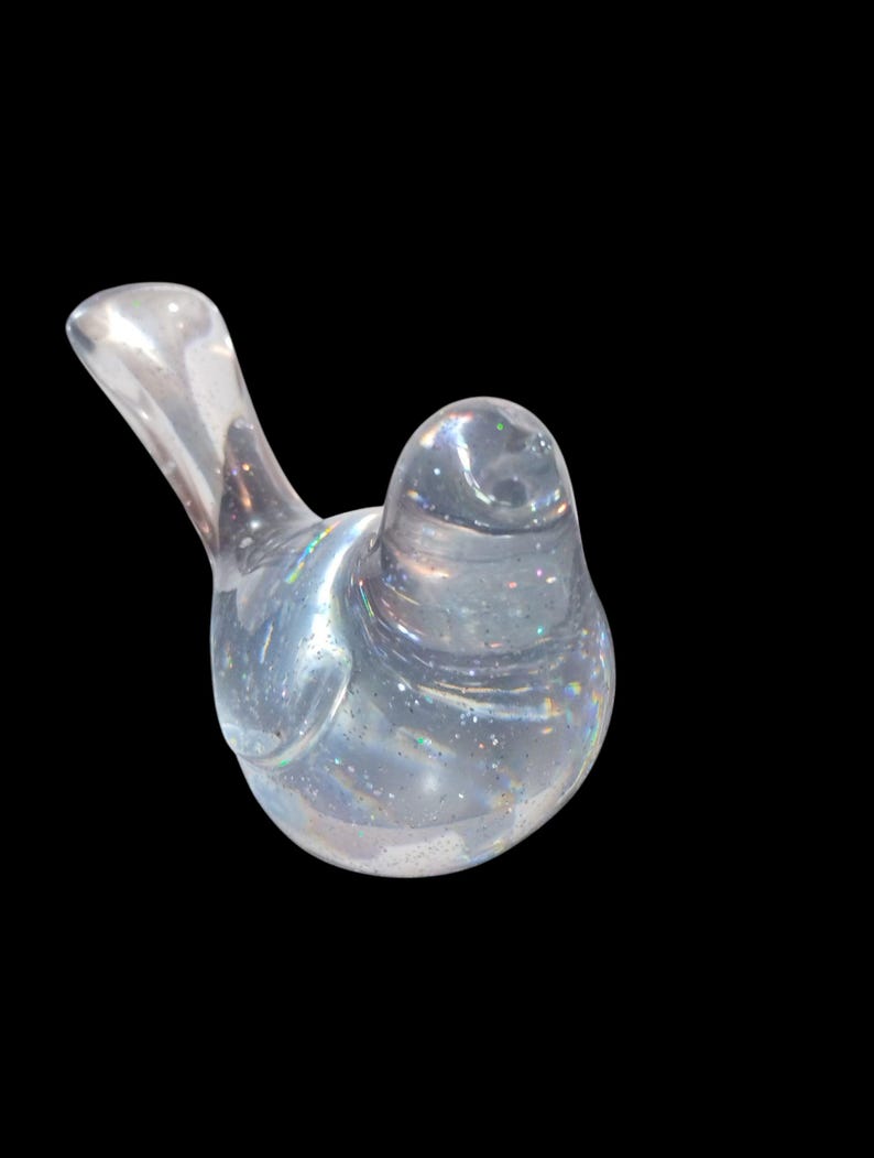 Holographic Silver Glitter Resin Bird Figurine Paperweight or Table ...