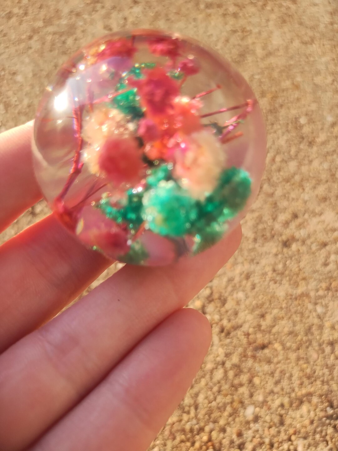 Floral Resin Sphere: Dried Flower Orb Paperweight, Handmade Decor - Etsy