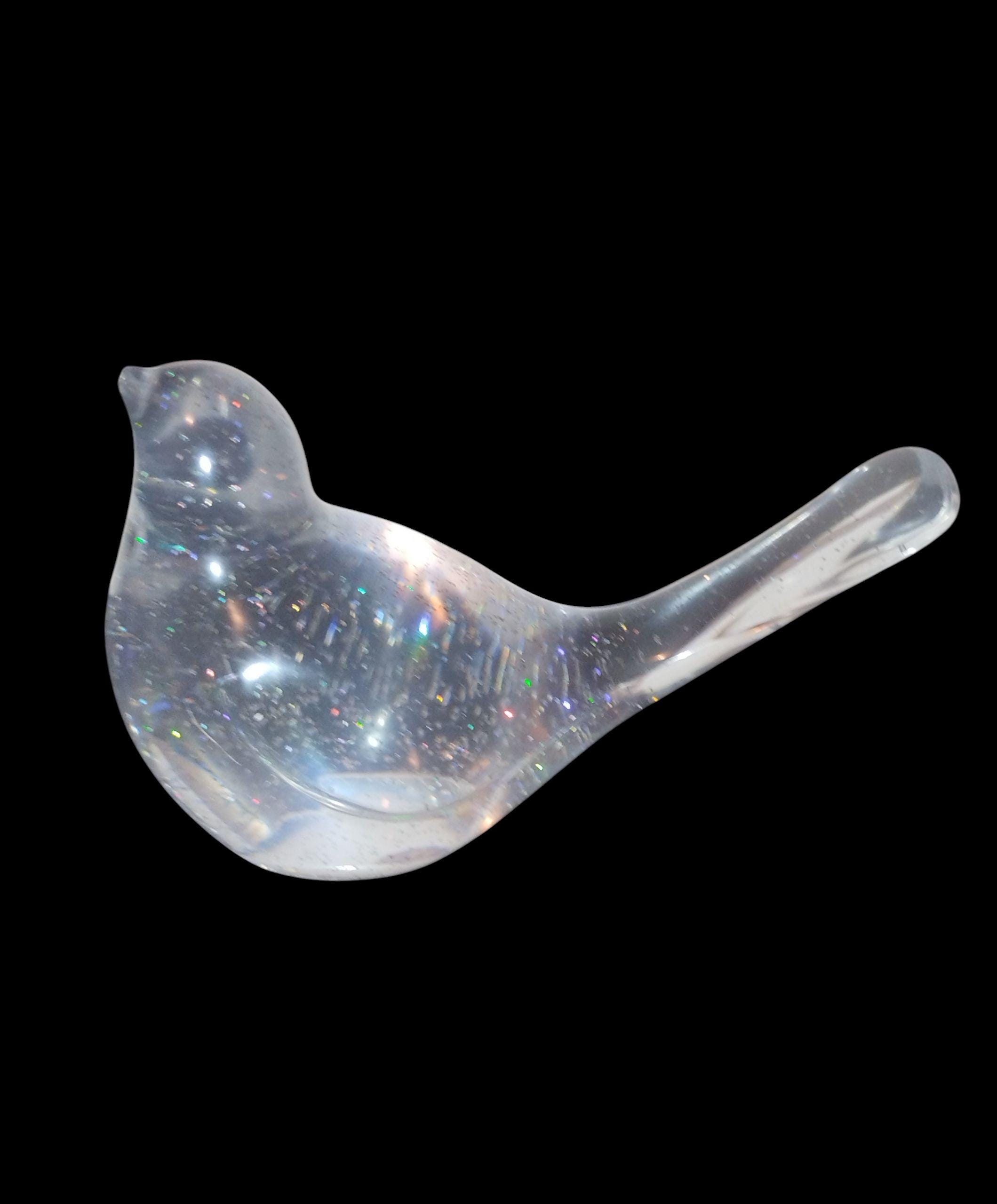 Holographic Silver Glitter Resin Bird Figurine Paperweight or Table ...