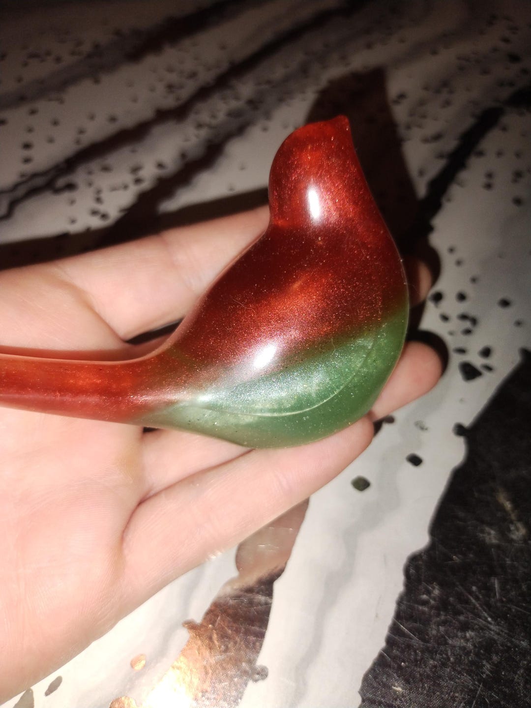 Red and Green Bird Figurine Paperweight or Table Decor - Etsy