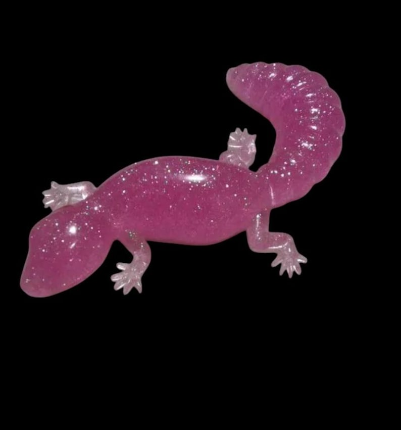 Pink Glitter Resin Leopard Gecko Lizard Figurine Paperweight or Table ...