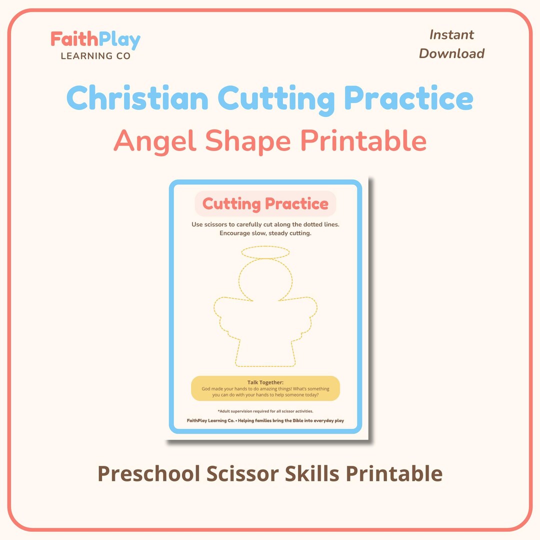 Christian Cutting Practice for Preschool – Angel Shape Scissor Skills ...