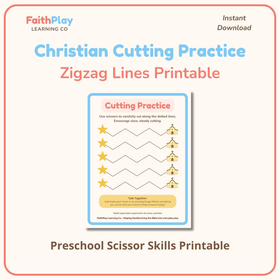 Christian Cutting Practice for Preschool – Zigzag Lines Scissor Skills ...