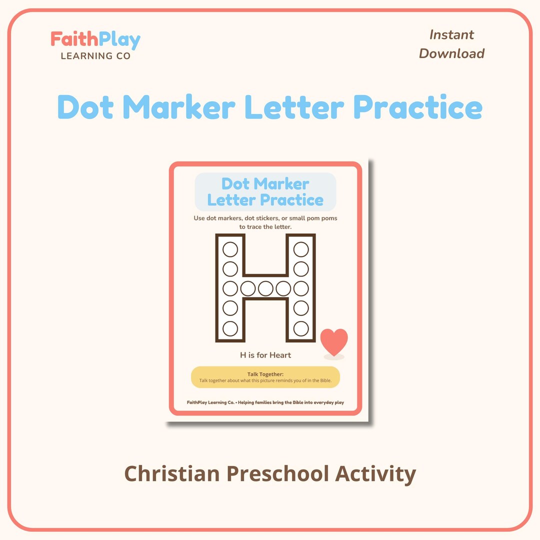 Christian Dot Marker Letter H Practice – Preschool Alphabet Printable ...