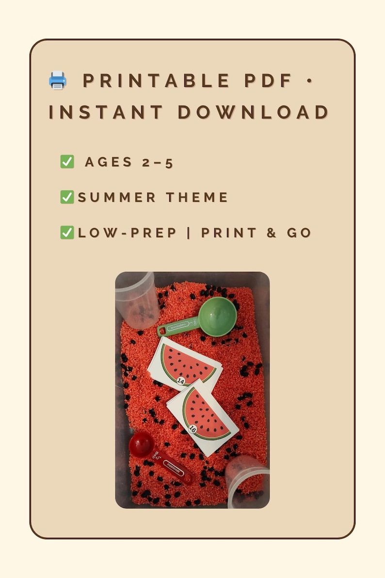 Watermelon Counting Cards 1-16: Summer Math Sensory Bin (printable) - Etsy