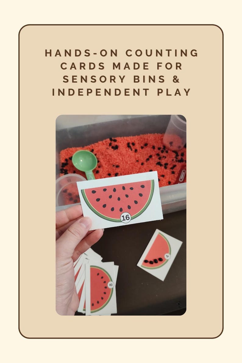 Watermelon Counting Cards 1-16: Summer Math Sensory Bin (printable) - Etsy