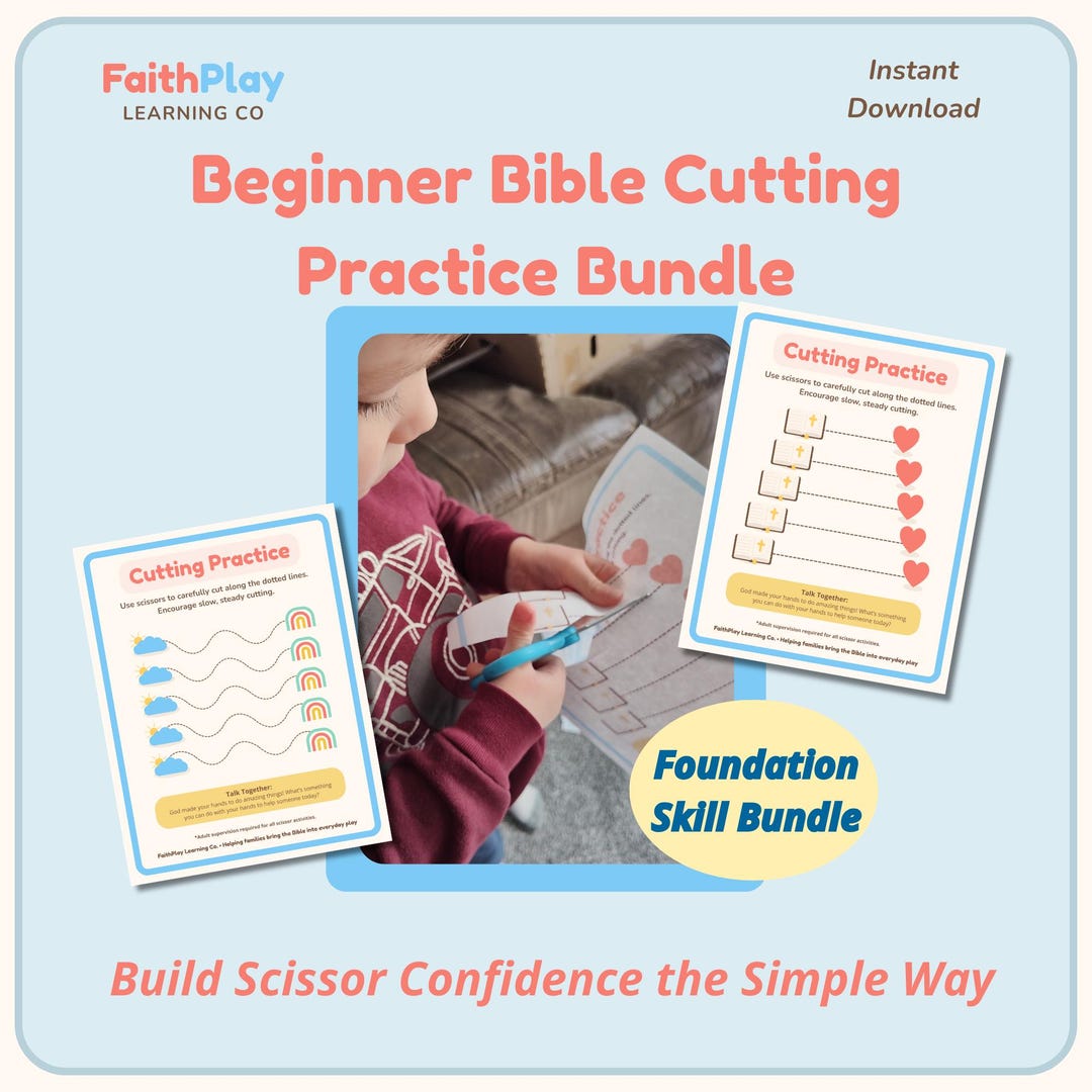 Christian Preschool Cutting Practice Printable Scissor Skills Bundle - Etsy