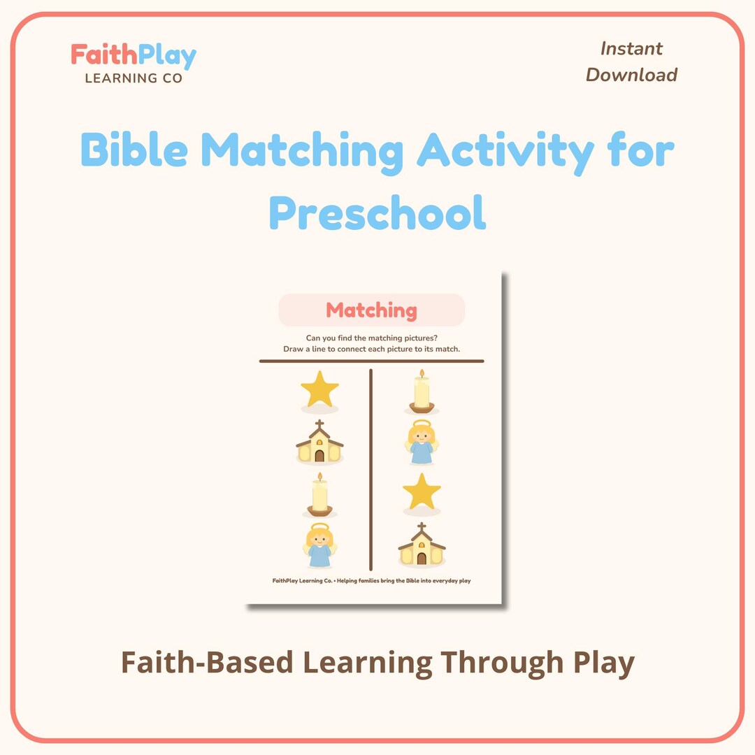 Bible Matching Activity Christian Symbols - Etsy