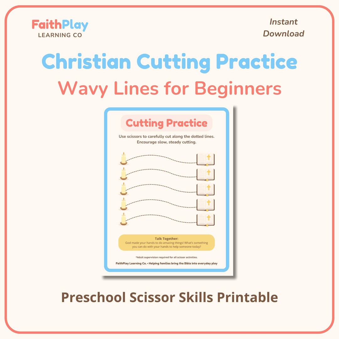 Christian Cutting Practice – Wavy Lines (s-curve) Scissor Skills - Etsy