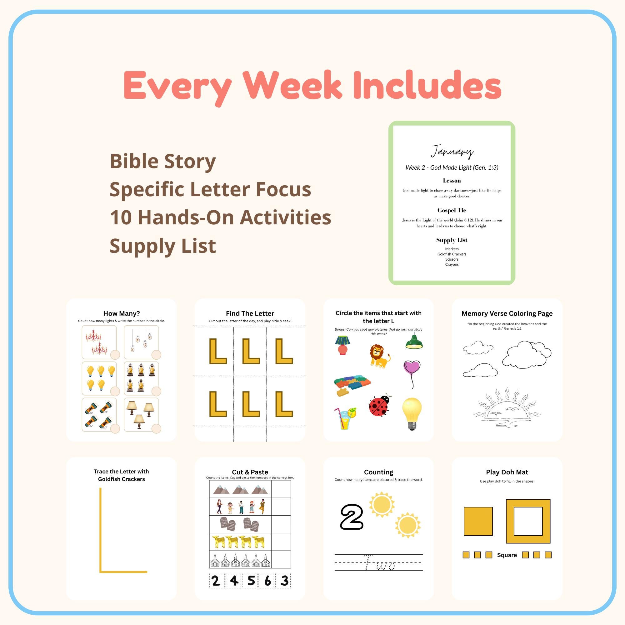 Christian Preschool Curriculum for Ages 3–5 Bible Based Full Year ...