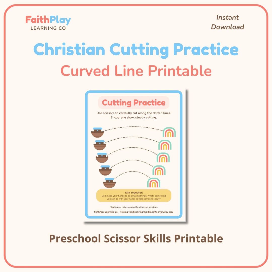 Christian Cutting Practice for Preschool – Curved Lines Scissor Skills ...