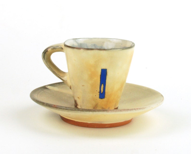 Cup and Saucer Blue Rectangle and Oval | Etsy