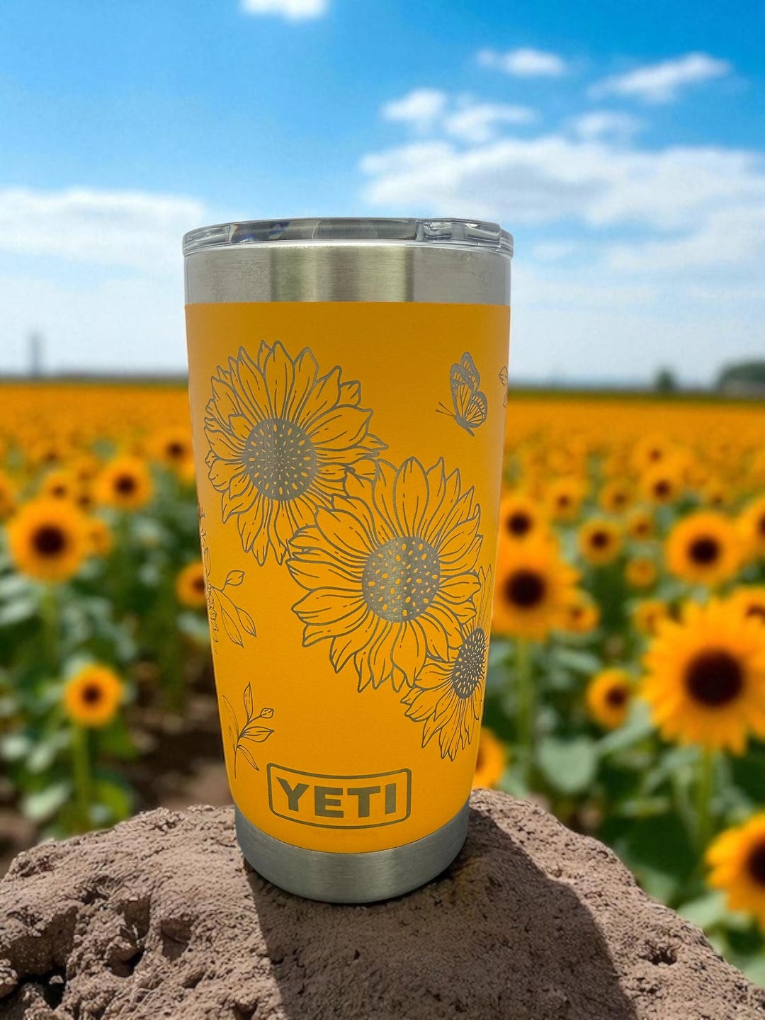 Engraved Sunflower YETI Tumbler: 20oz Bee Keeper Yellow Rambler - Etsy