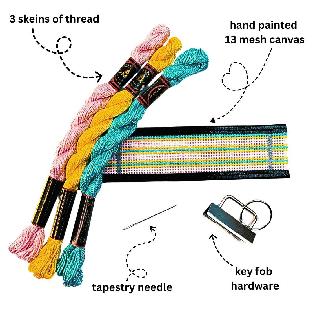 Needlepoint Key Fob Kits for Beginners - Everything You Need From Start ...